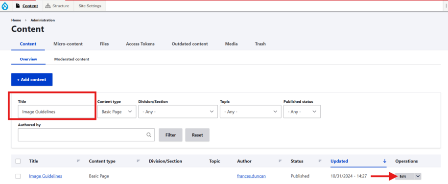 Edit Content Pages | Digital Experience